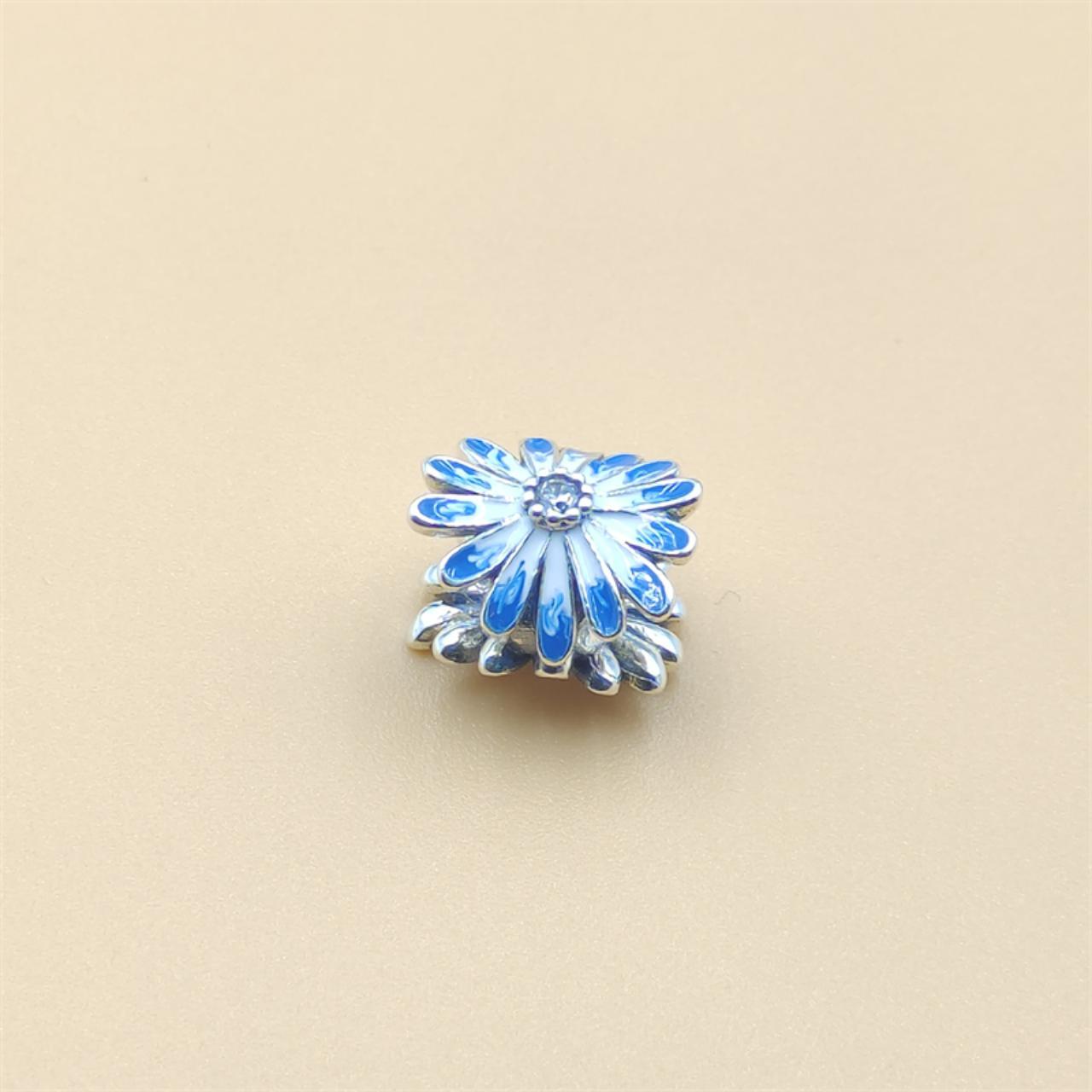 Pandora S925 Daisy Flower CH-4A1224 Genuine Blue... - Depop