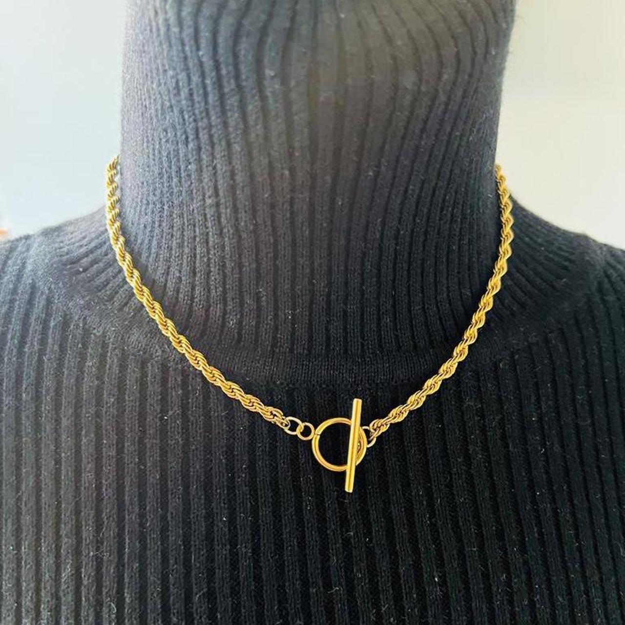 Gold Toggle Twist Rope Necklace. No Fade Stainless... - Depop