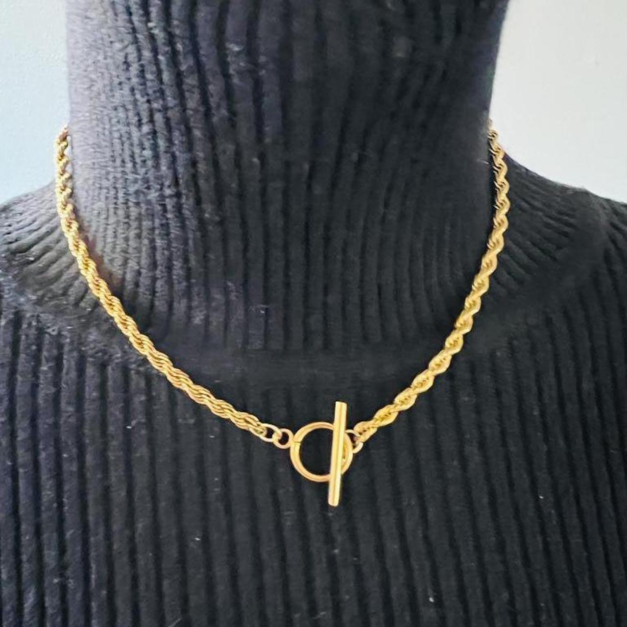Gold Toggle Twist Rope Necklace. No Fade Stainless... - Depop