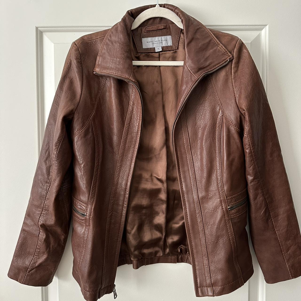 Marc New York Brown Leather Jacket - Depop