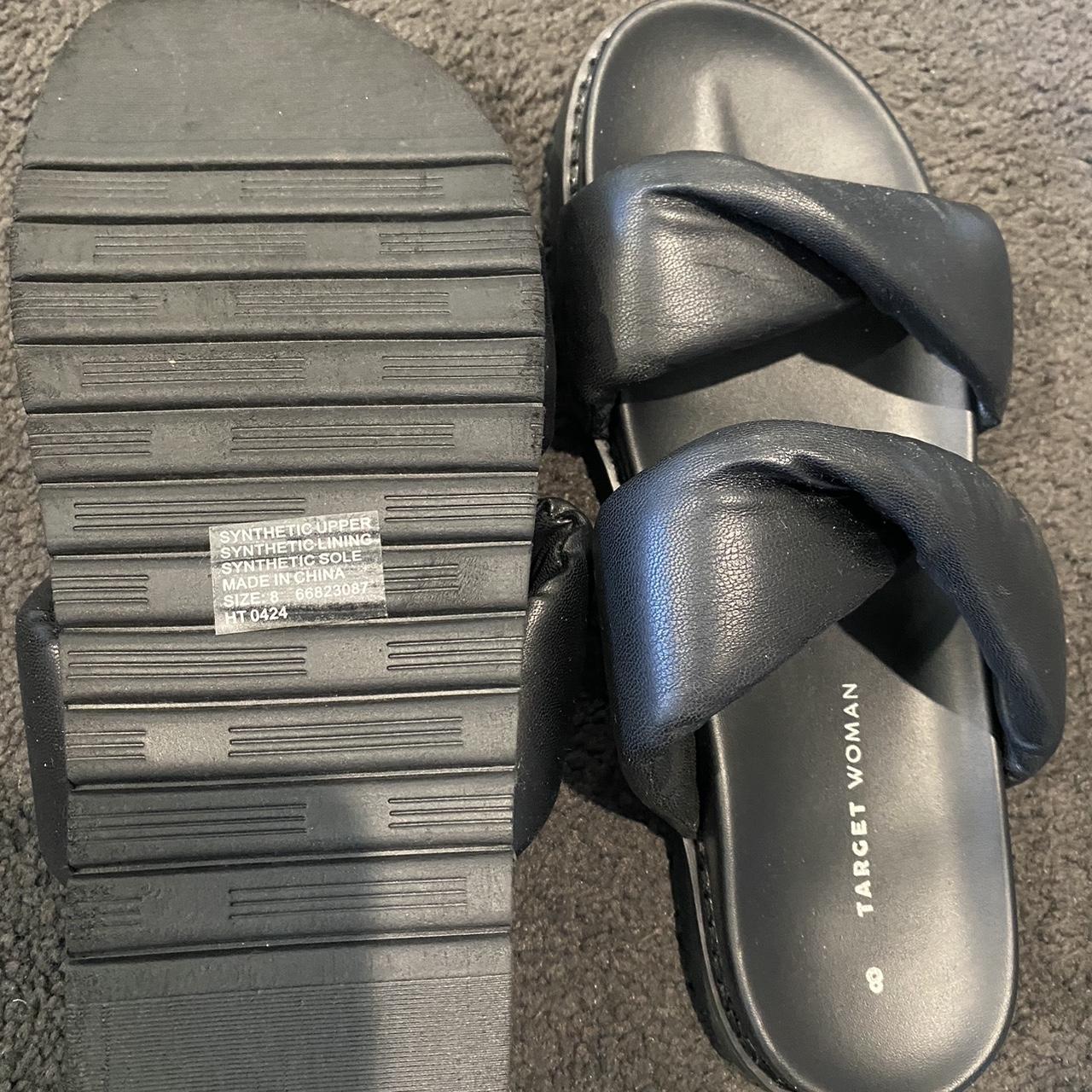 Black Target slides with a slight heel #slides - Depop