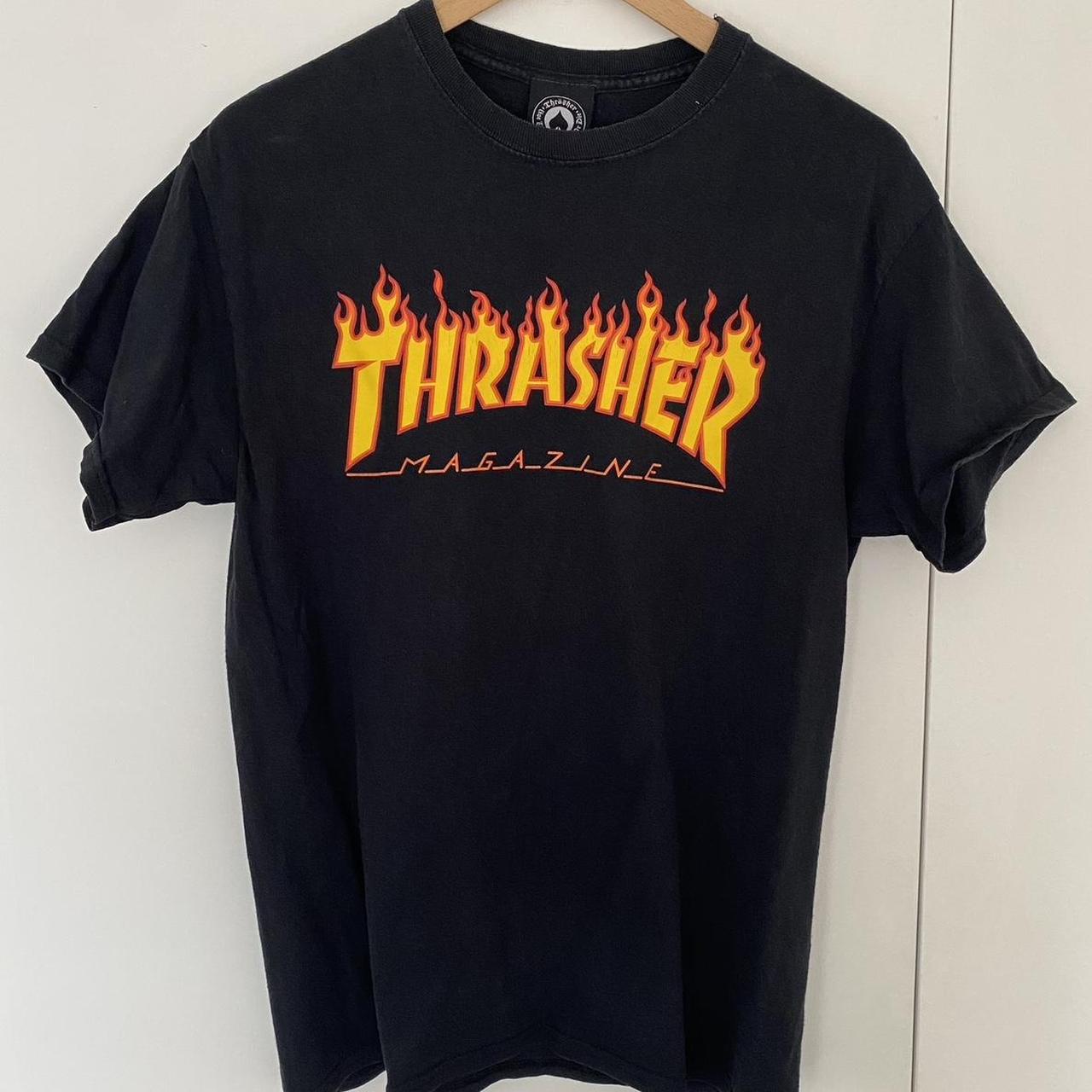 THRASHER TEE iconic skate staple. well loved as... - Depop