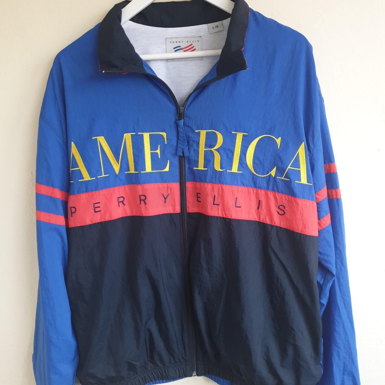 PERRY ELLIS America Large Blue Black & Red Nylon... - Depop