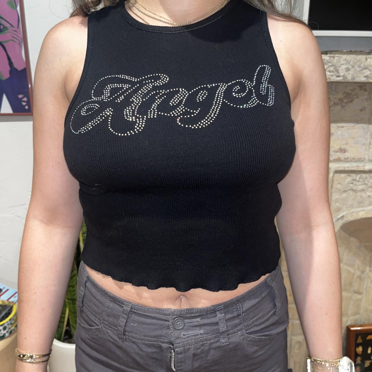 Rhinestone angel tank top Need I say more?? Size... - Depop