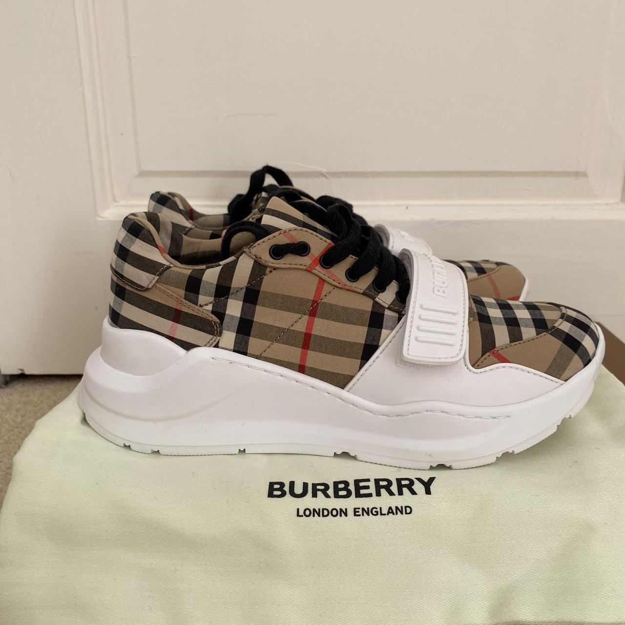 Burberry check trainers. Brand new and never worn -... - Depop