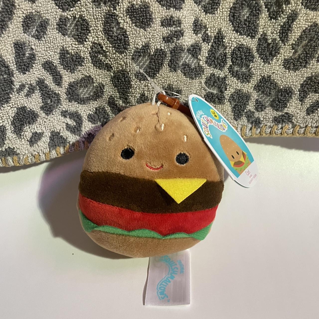 Squishmallow Carl the cheeseburger clip nwt... - Depop