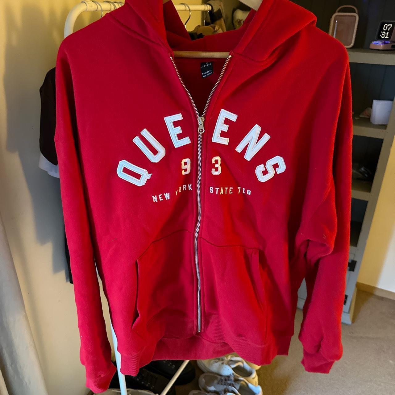 Red factorie zip up hoodie!! Size xs... - Depop