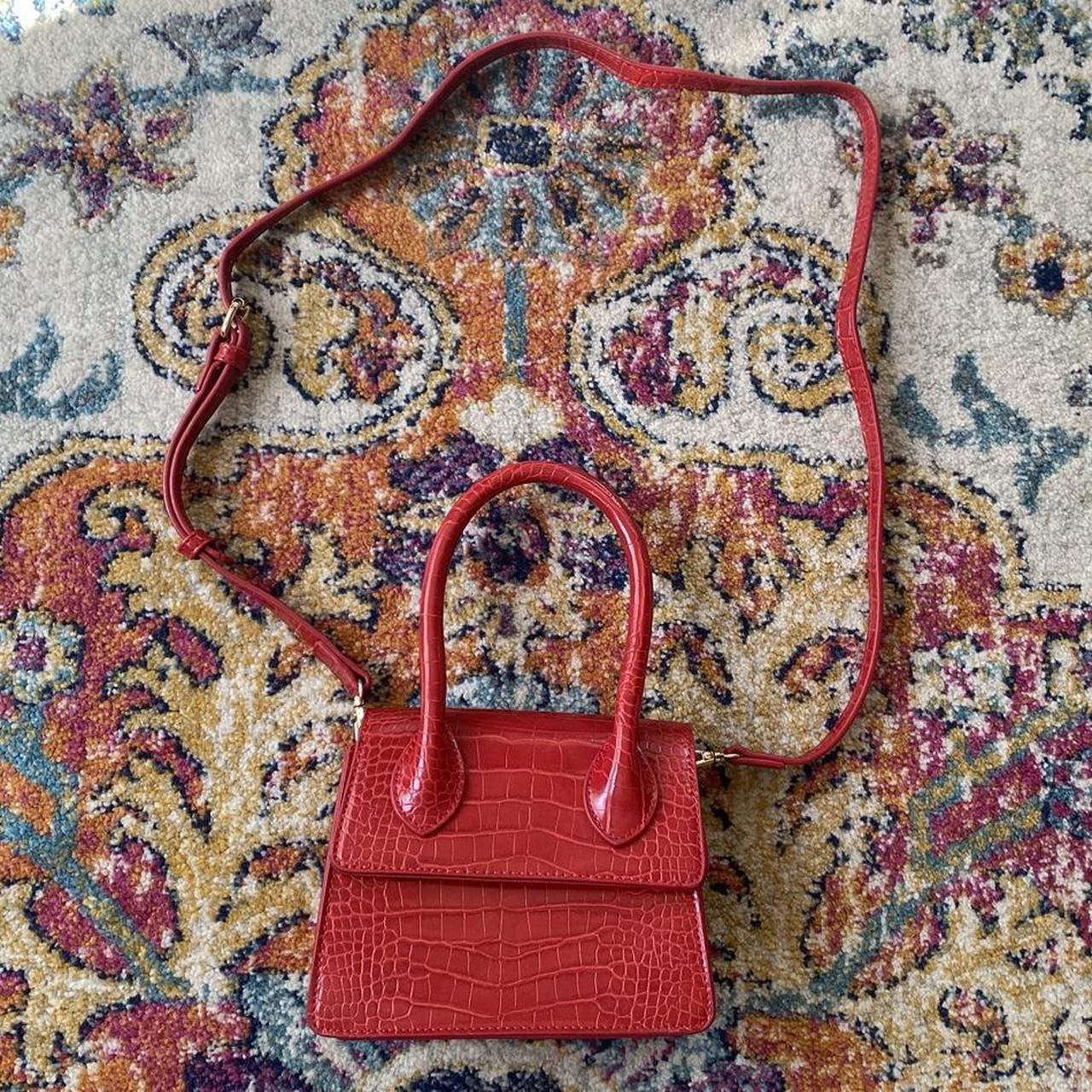 red mini purse with a crossbody strap, perfect for a... | Depop