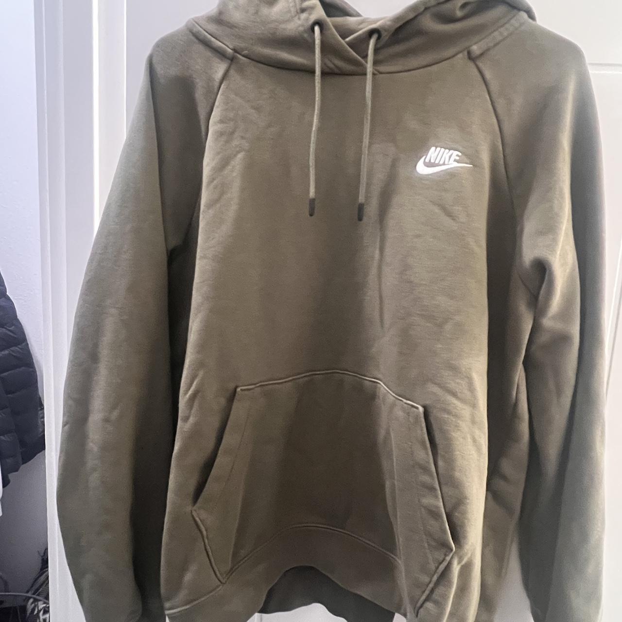Dark Green Nike hoodie in size large | Depop