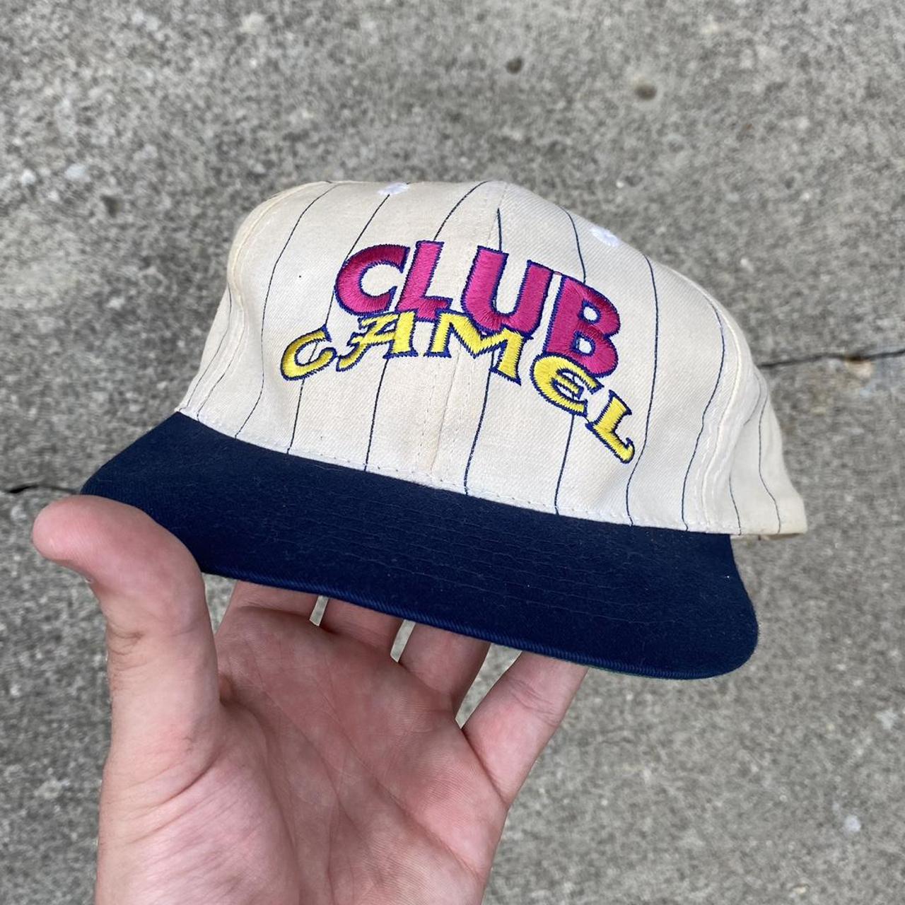 Vintage 90s Club Camel Cigarettes Pinstripe Snapback... - Depop