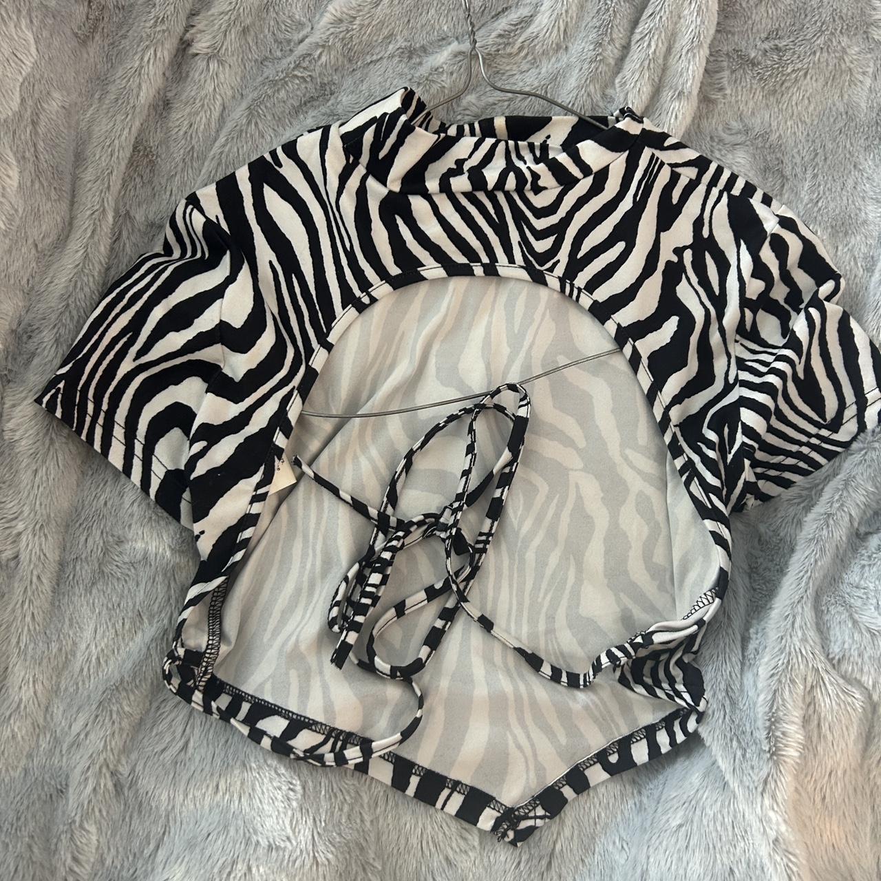 shein zebra print backless top🦓 really cool, only... - Depop