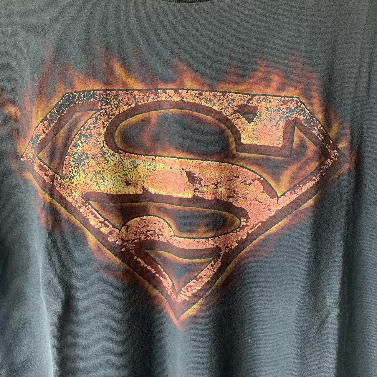 Y2K Superman Tee. Good black fade. Slight cracking... - Depop