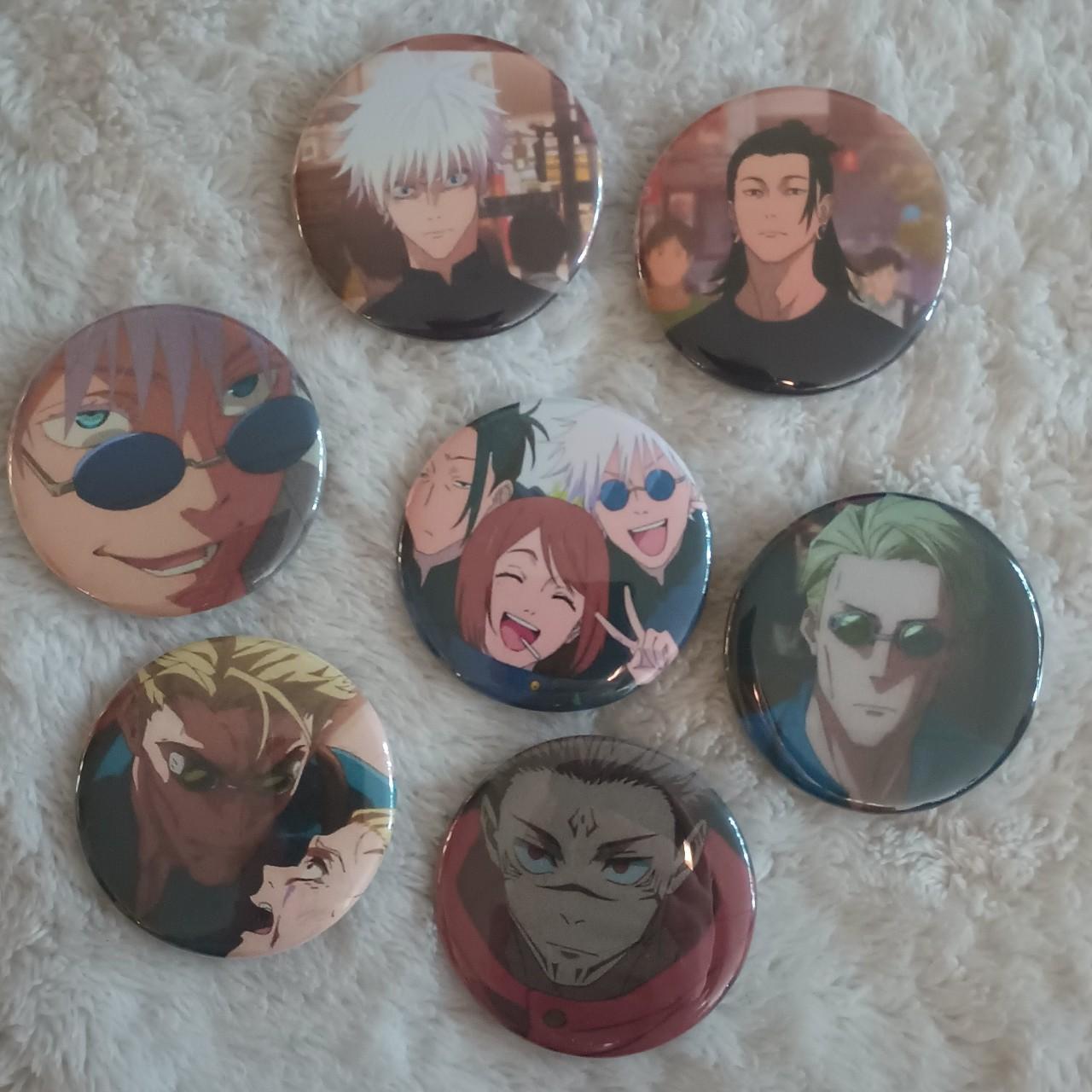 Jujutsu Kaisen button pins set of 7 Gojo, geto,... - Depop
