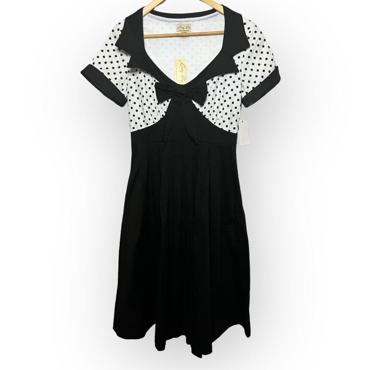 Lindy Bop 1950s Style Black & White Polka Dot A-Line... - Depop