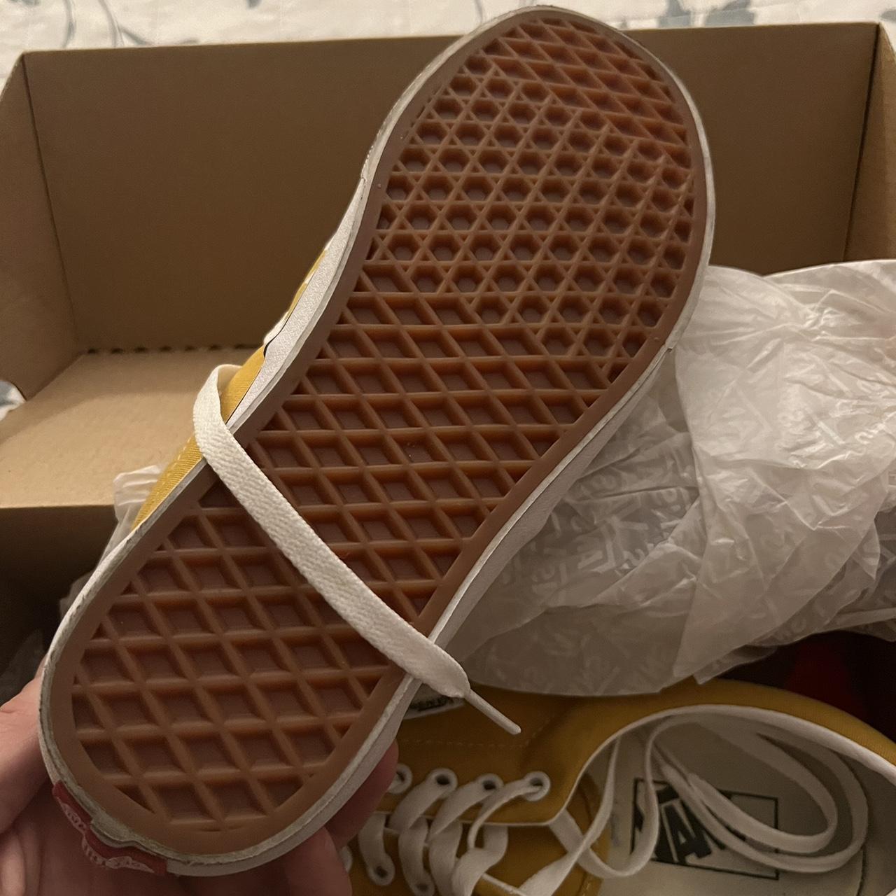 Lightly used yellow checkered vans No scuff marks... - Depop