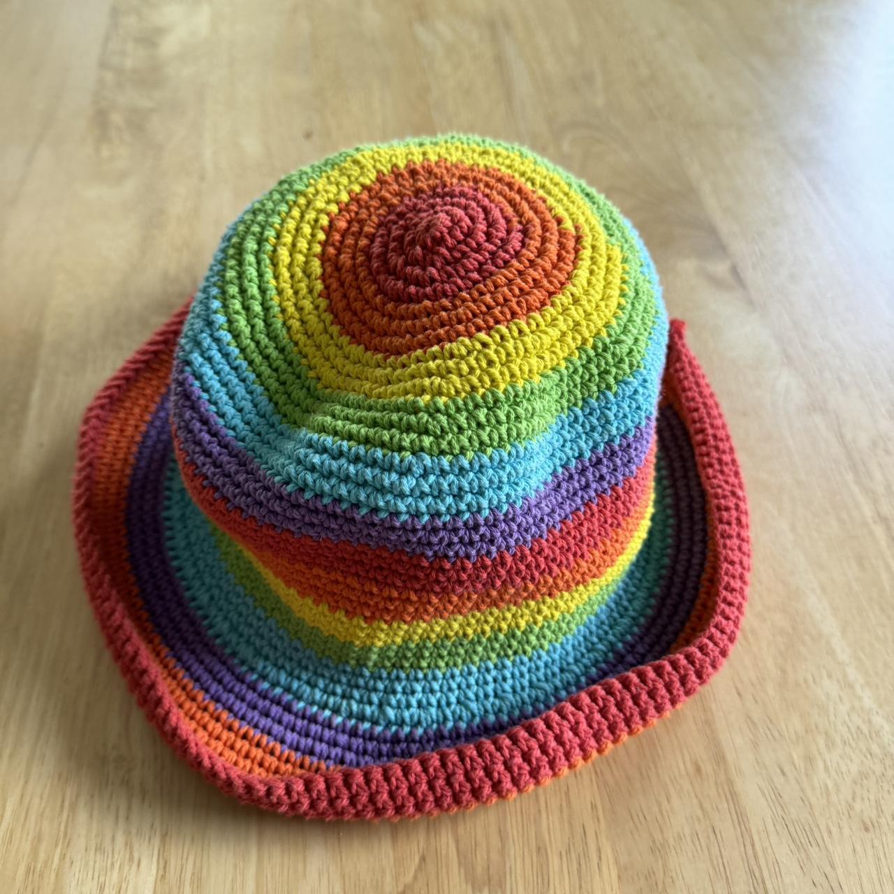 rainbow croquet / knitted hat 🌈🌈🌈 - Depop