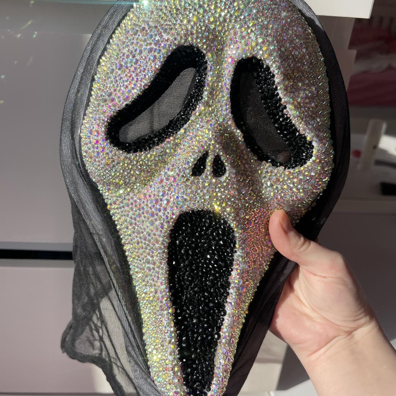 Really reflective Rhinestone scream ghost face mask... - Depop
