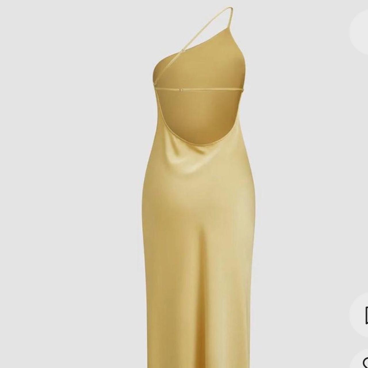 repop! long silky yellow / gold one shoulder, open... - Depop