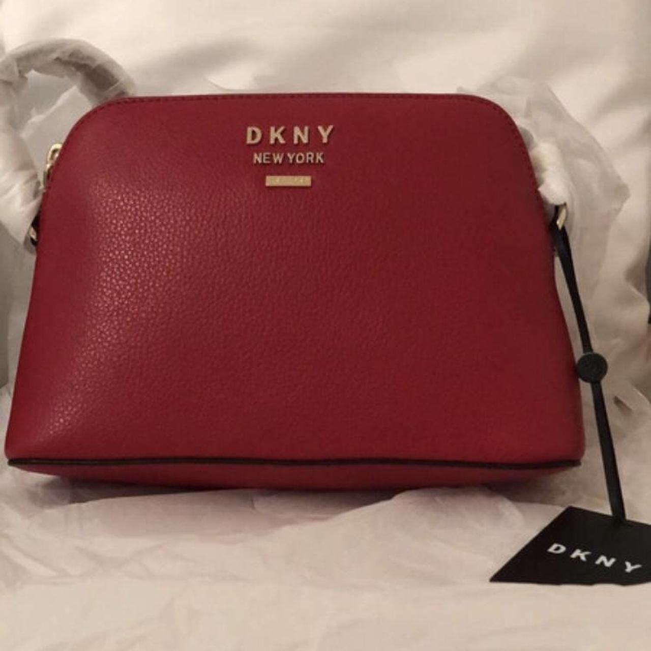 Gorgeous leather red Dkny New York crossbody bag... - Depop