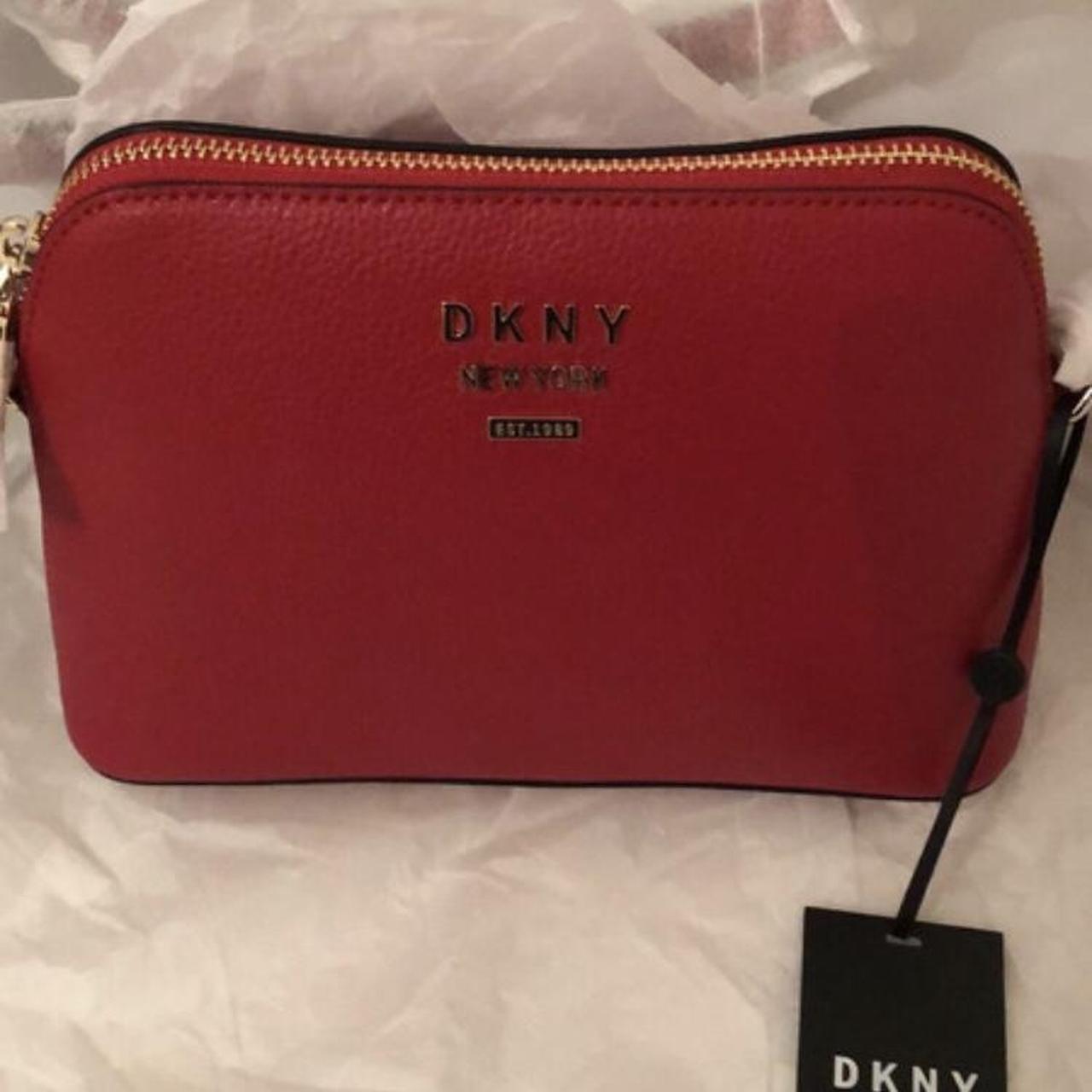 Gorgeous leather red Dkny New York crossbody bag... - Depop
