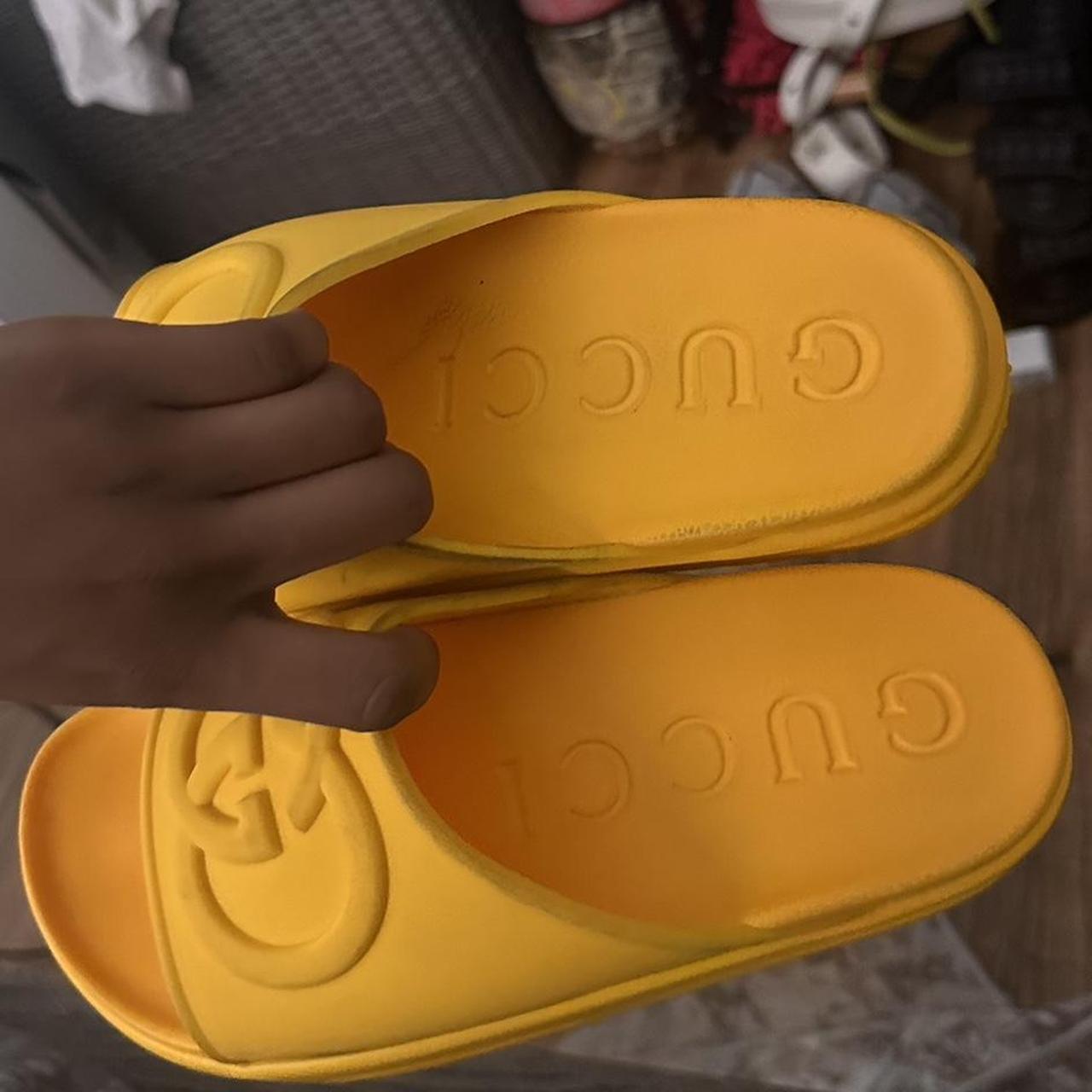 Yellow Gucci pool slides Size 7.5... - Depop