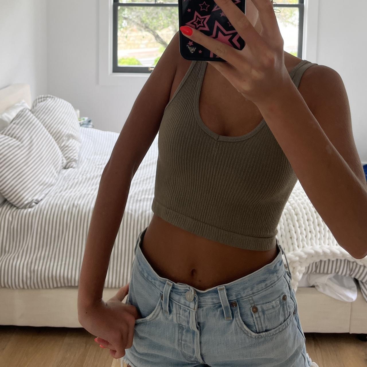 Green urban outfitters ribbed tank top! - Depop