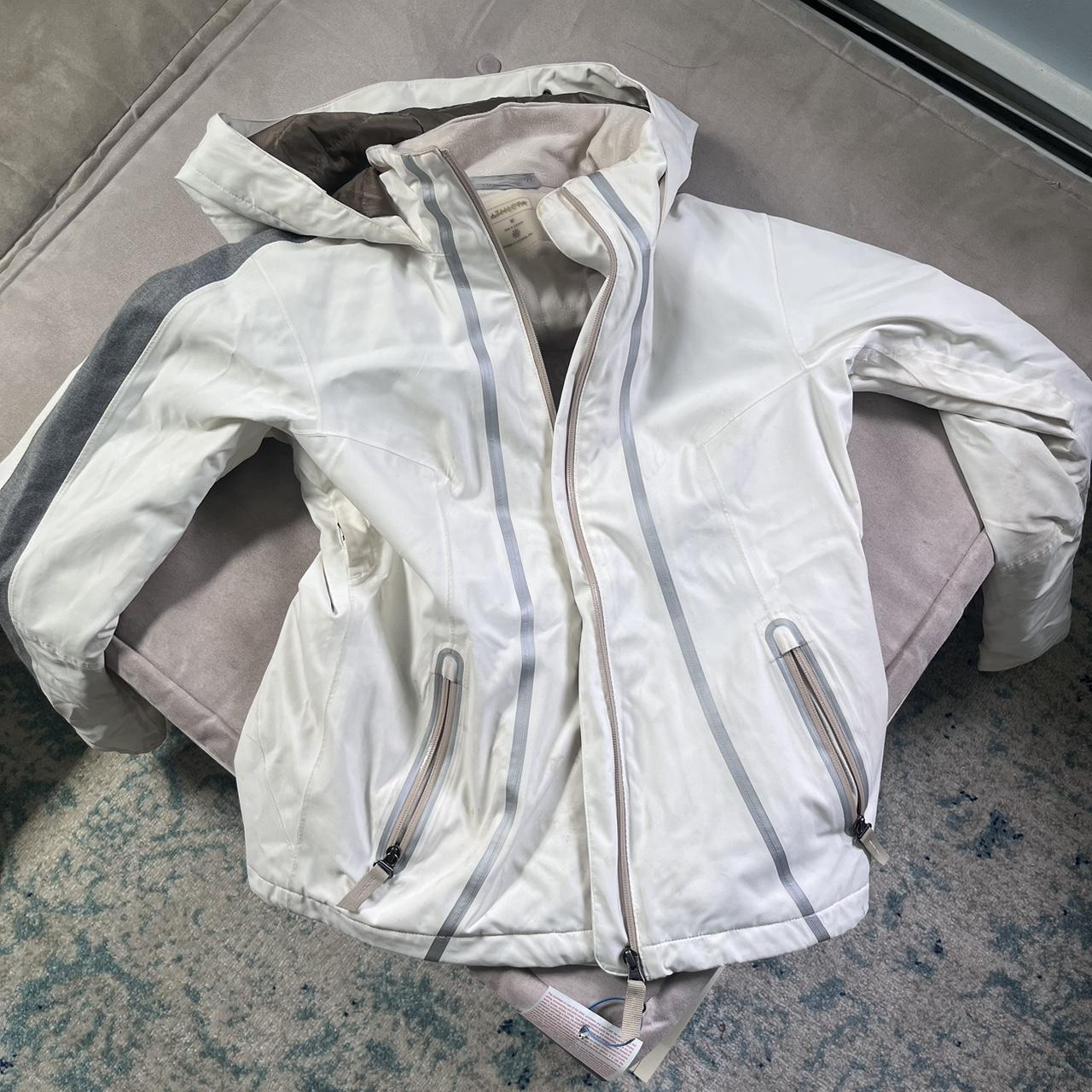 White Athleta zip up insulated jacket few minor... - Depop