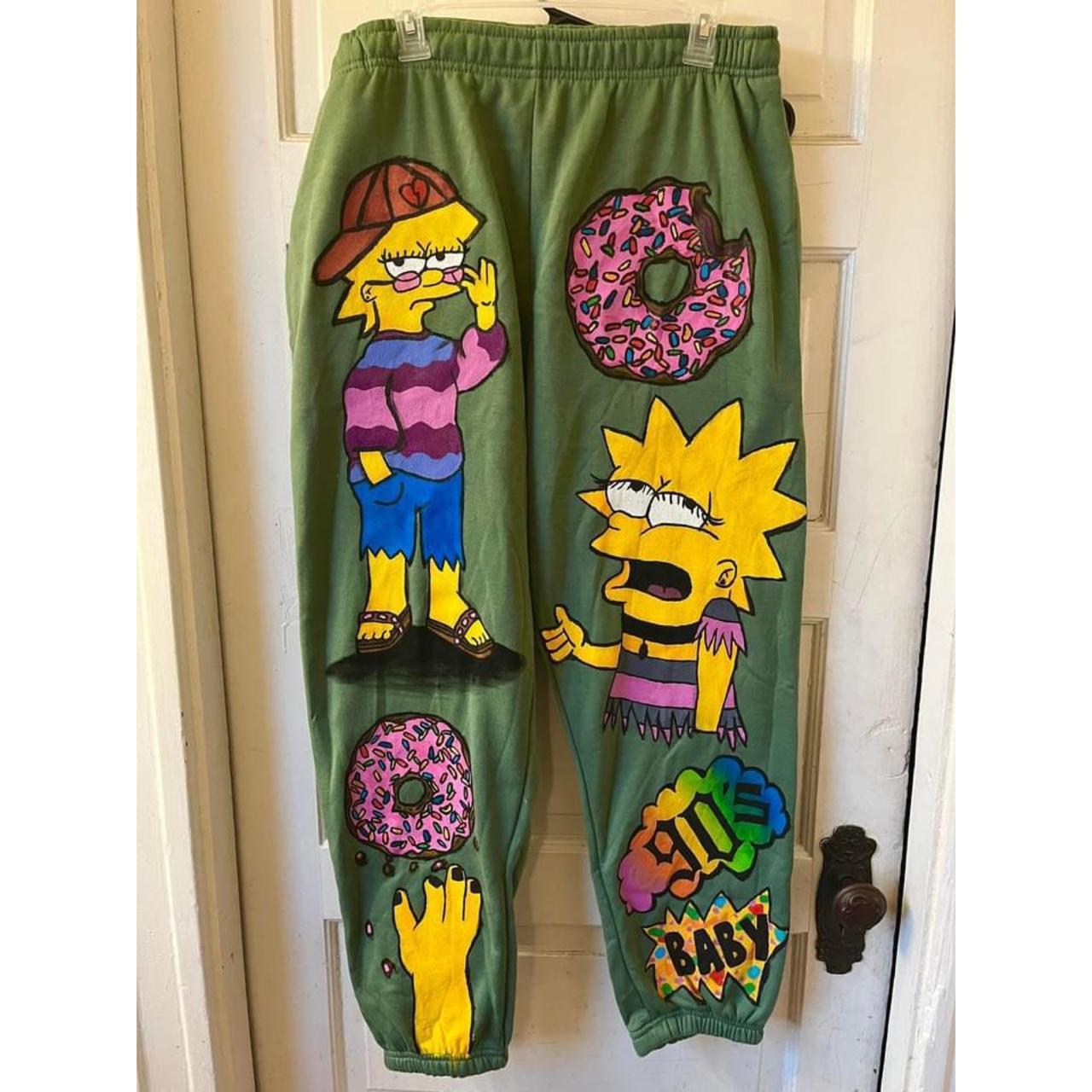 Hand painted Lisa Simpson Themed Sweatpants Only... - Depop