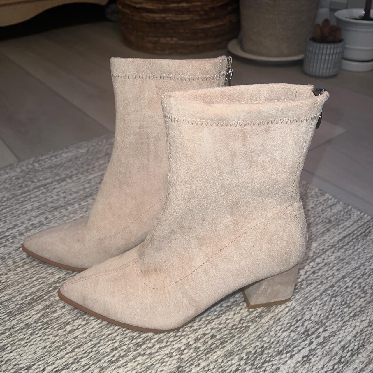 Beige/cream colored boots from Shein, NWOT, size US... - Depop