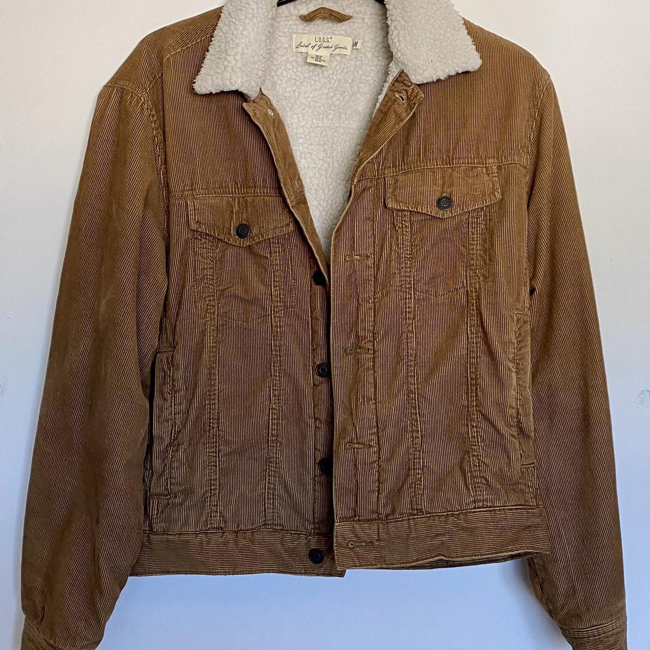 H&M tan brown cord aviator style jacket #aviator... - Depop