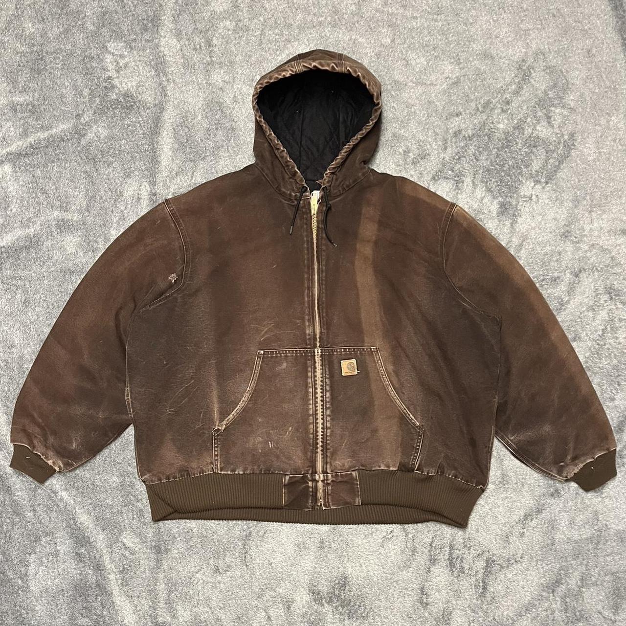‼️🔥Y2K vintage sun faded leather tab brown Carhartt... | Depop