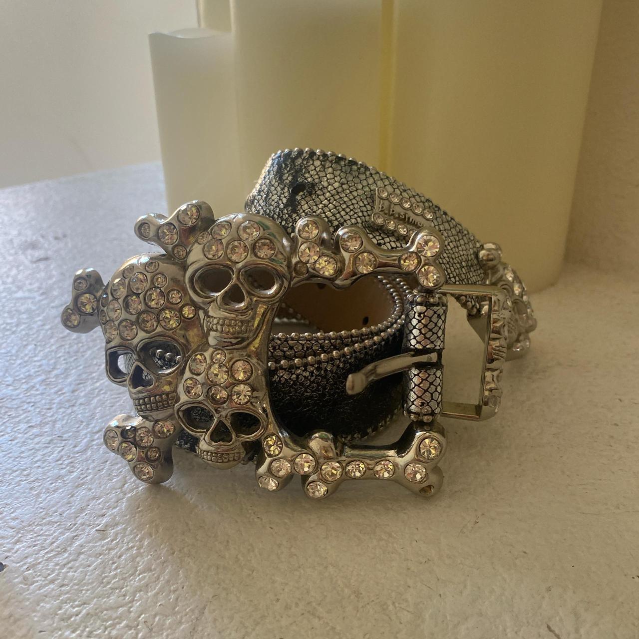 Silver BB Simon skull belt with Swarovski... - Depop