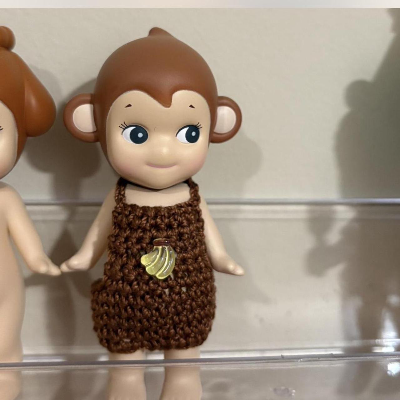 Sonny Angel crochet banana monkey overalls PRICE... | Depop