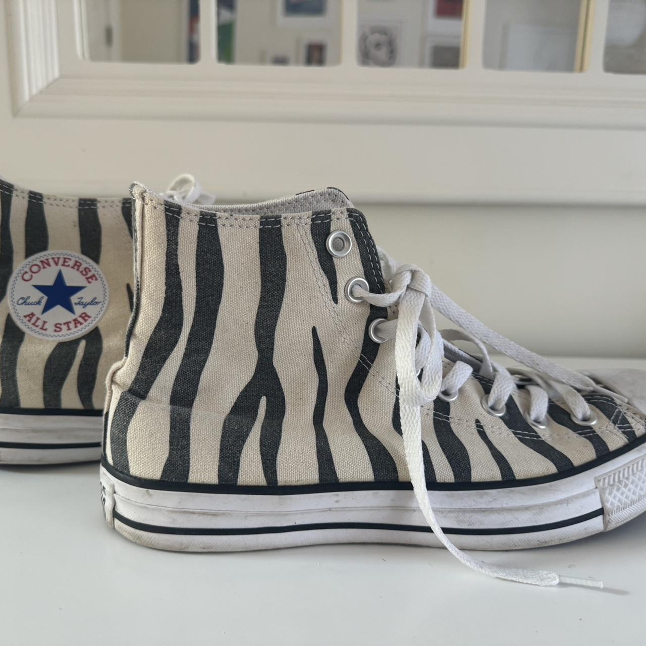Retro zebra print Converse, M8//W10. Base is... - Depop