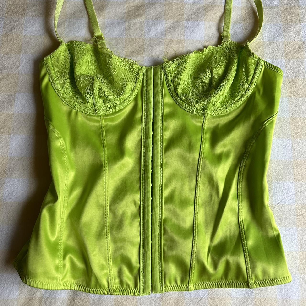 Lime green corset top, worn once. Size small... - Depop