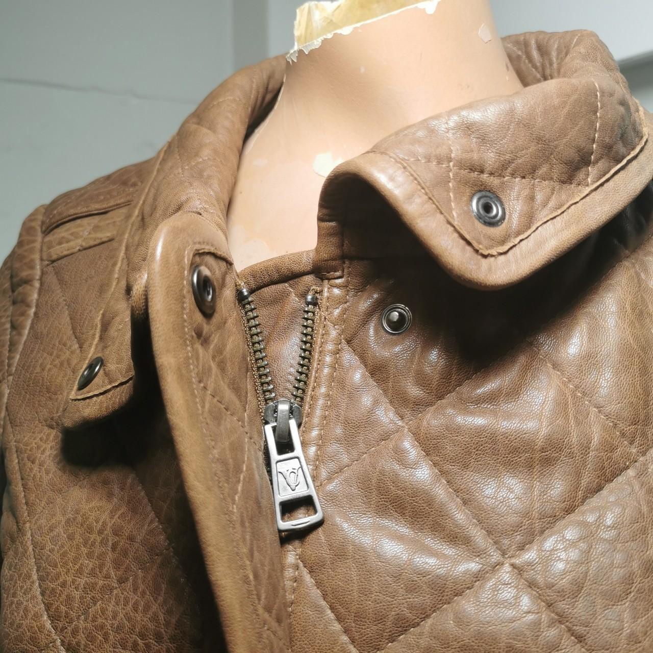 French Designer "Ventcouvert" quilted brown leather... - Depop