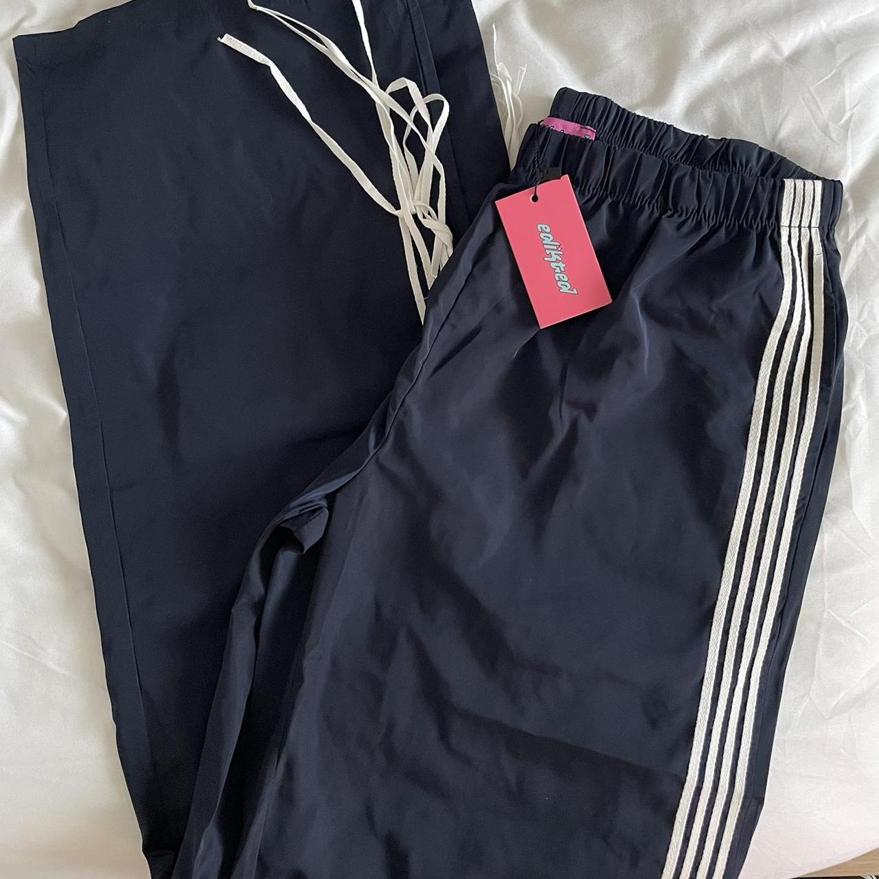 edikted remy blue ribbon track pants never worn w tag - Depop
