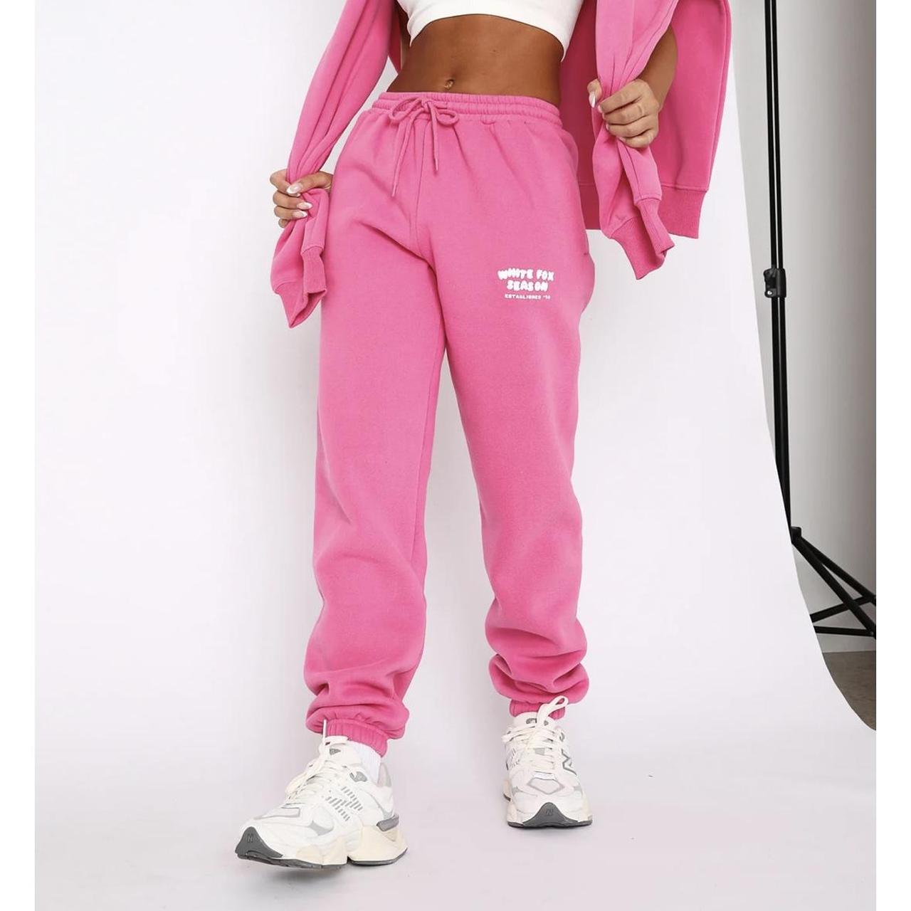 Hot pink white fox joggers -size xs -brand new never... - Depop