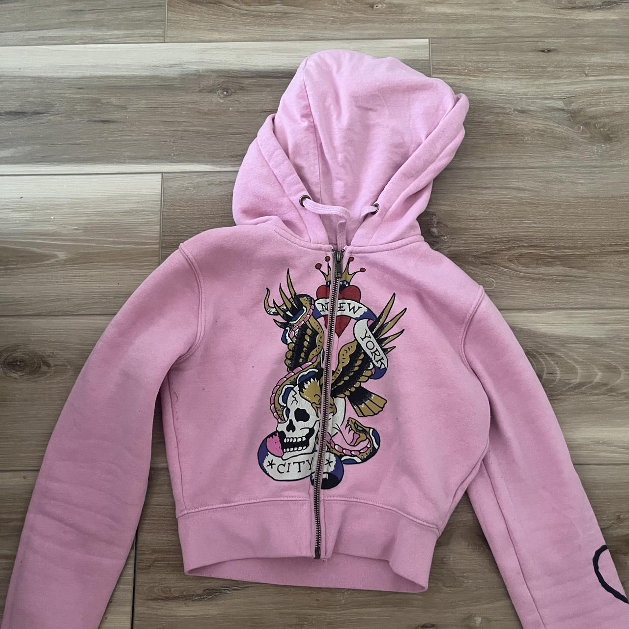 Pink ed hardy set size xs does have a minor blue... | Depop