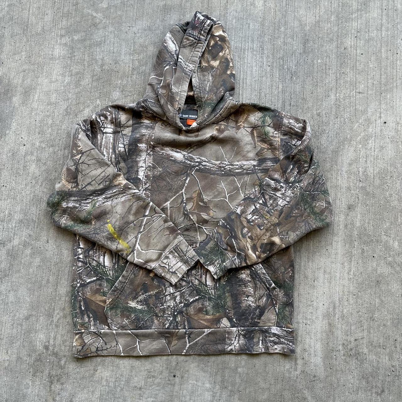 game winner realtrees camo hoodie yellow paint... - Depop