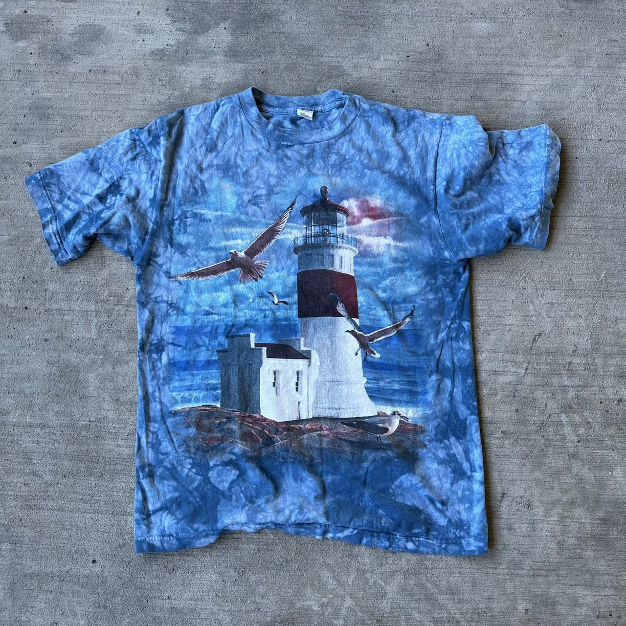 tie dye lighthouse graphic tee - Depop