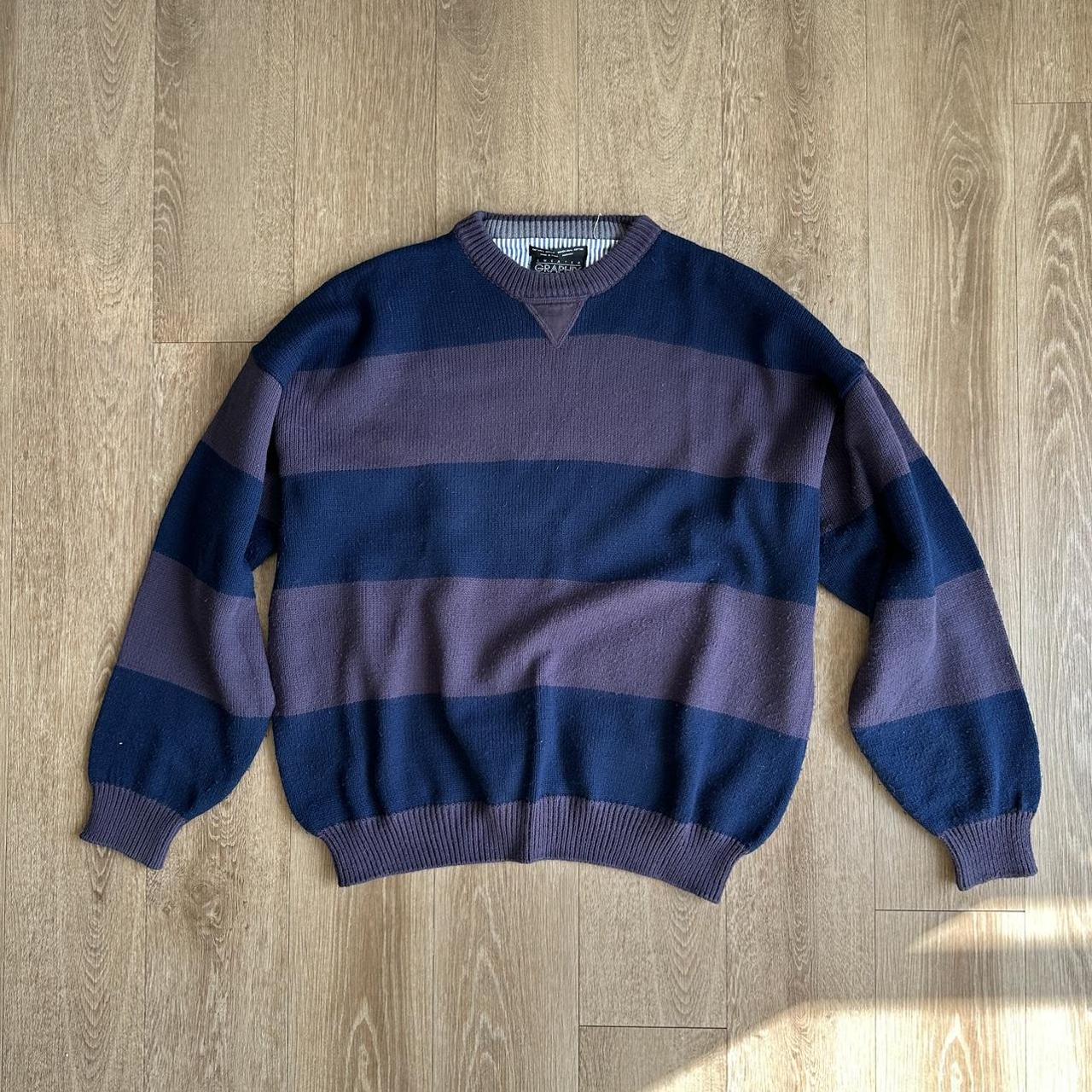 weather graphix striped knit sweater - Depop