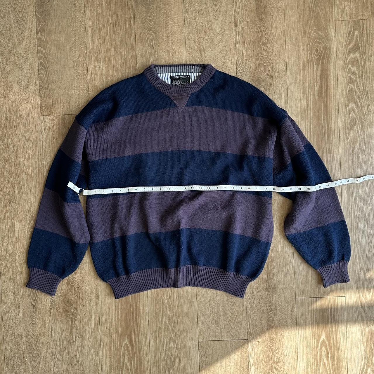 weather graphix striped knit sweater - Depop