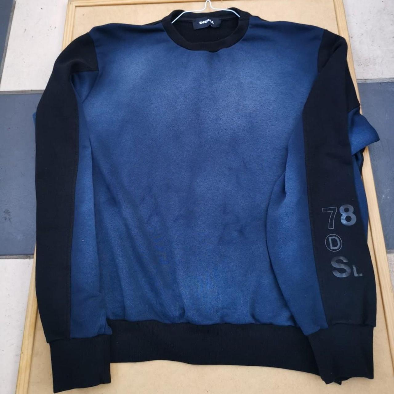 DIESEL 78DSL BLACK BLUE COLOUR BLEND JUMPER... - Depop