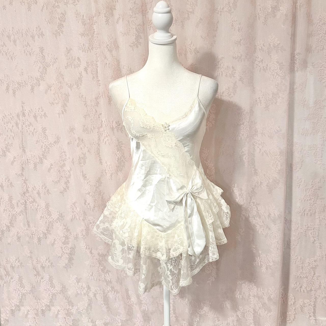 Balletcore white cream lace teddy °&+° Flat... - Depop