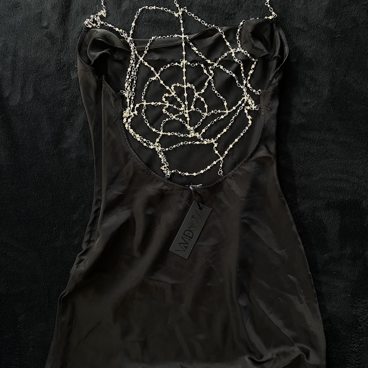 Satin slip widow crystal beaded spiderweb dress 🕸️... - Depop