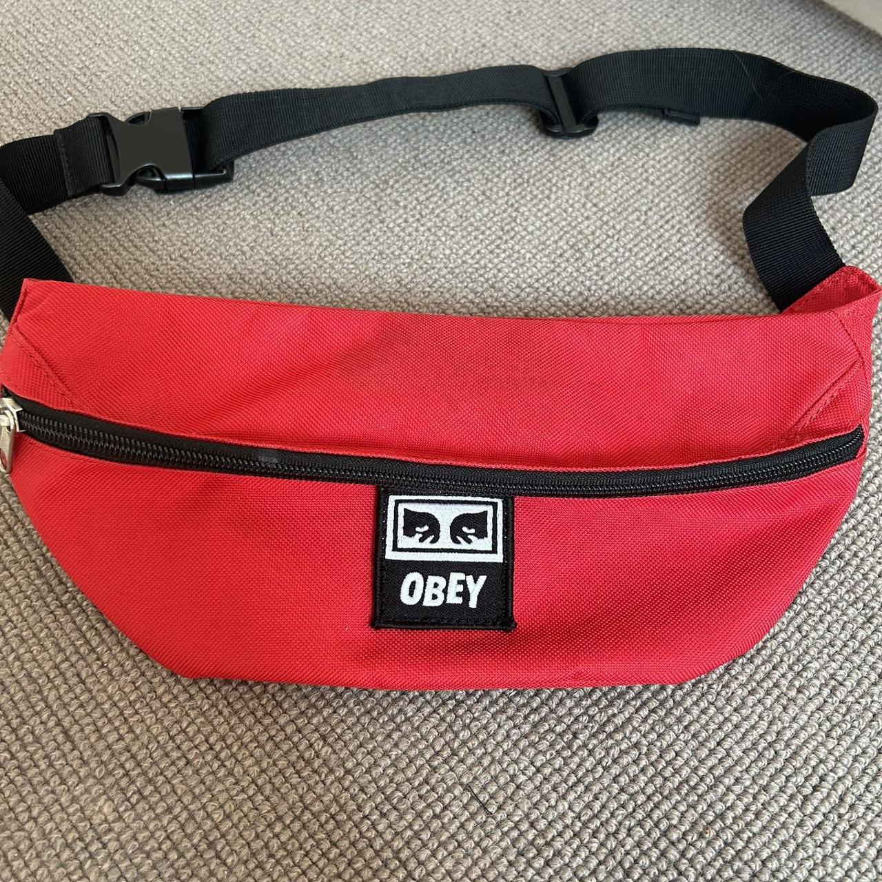 Obey red fanny pack: bum bag Mark on top shown in... - Depop