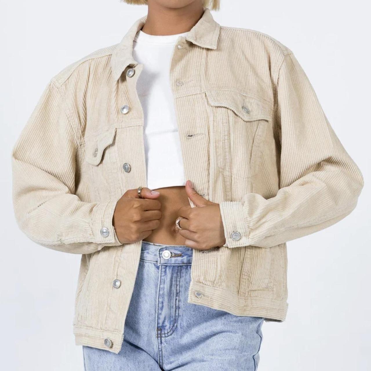 Size S/M cream denim jacket. ** is not cord jacket,... - Depop