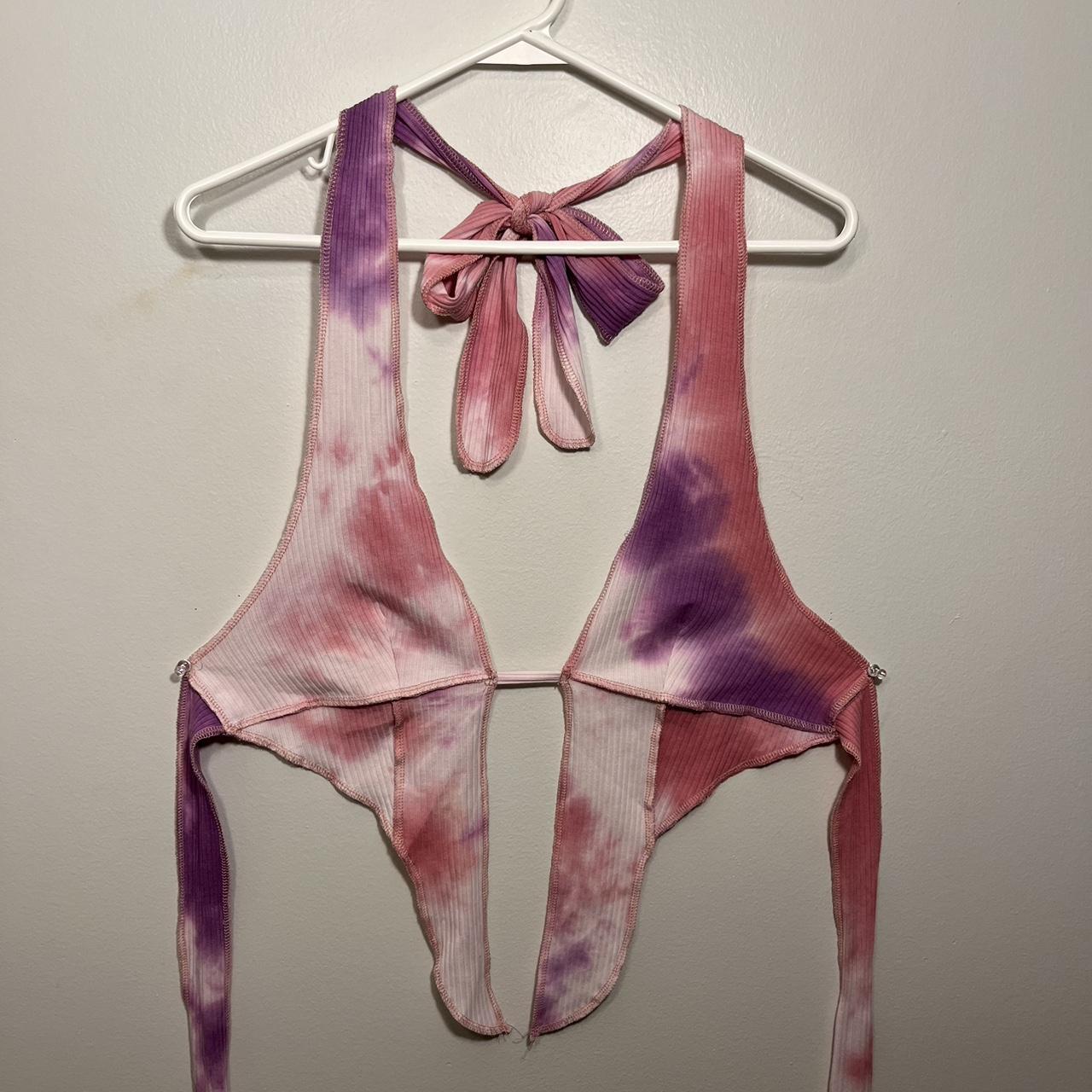 Cider Women's Pink and Purple Crop-top | Depop