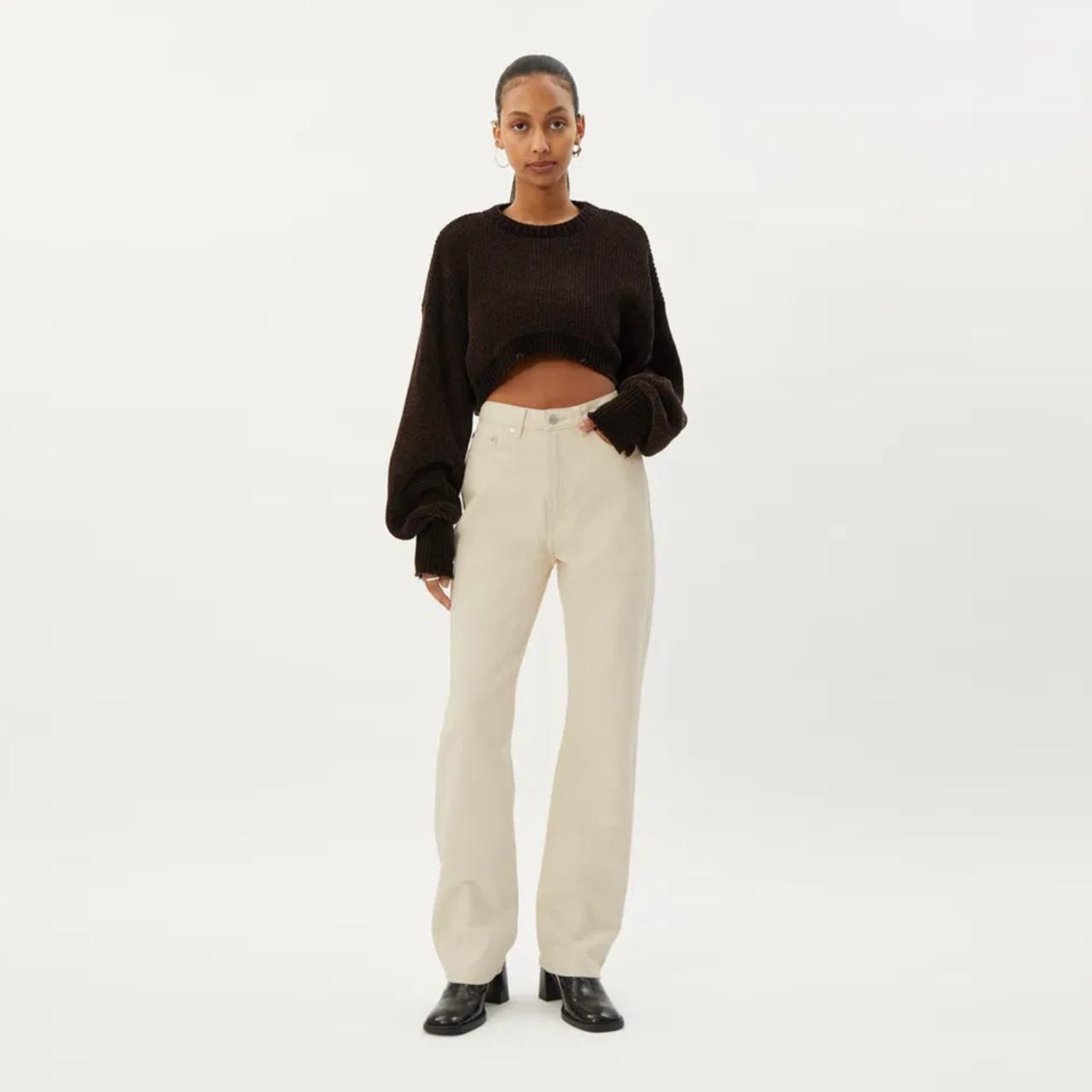 Brand New Weekday Rowe Extra Super High Waist Ecru... | Depop